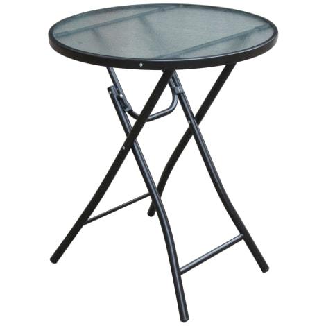 23 in Round Textured Glass Top Folding Bistro Table by Courtyard ...