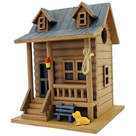 Brown Rustic Log Cabin Bird House by Home Bazaar at Fleet Farm