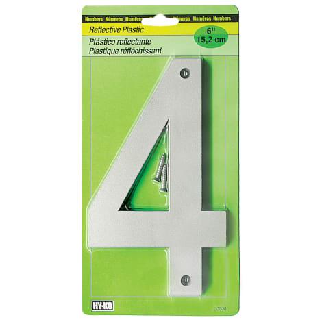 6 in Reflective Plastic House Number 4 by Hy-Ko Products at Fleet Farm