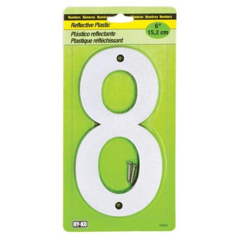 6 in Silver Reflective Plastic Number 8 by Hy-Ko Products at Fleet Farm