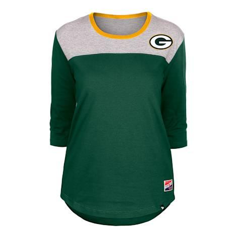 Women's Green Bay Packers Green 3/4 Sleeve Shirt by New Era at Fleet Farm