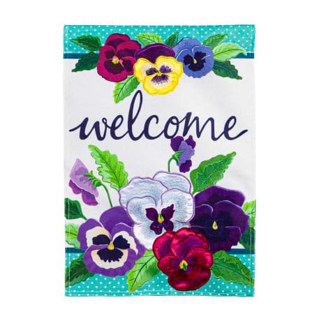 Welcome Pansy Burlap House Flag by Evergreen at Fleet Farm