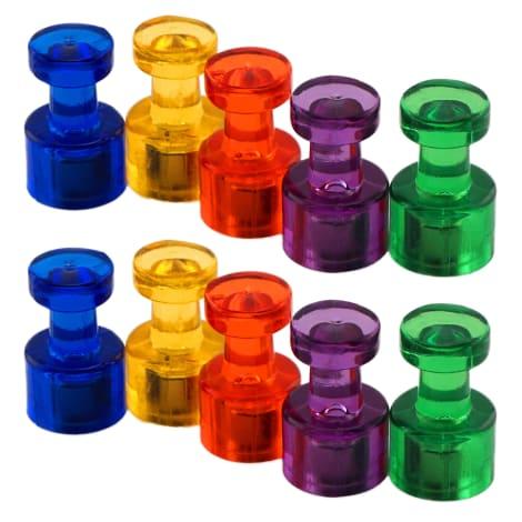Neodymium Magnetic Push Pins - Red, Yellow, Blue, Green, Purple - 10 Pk ...