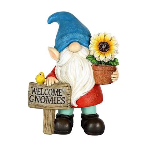 Solar Gnome Welcome Gnomies Sign Statue by Exhart at Fleet Farm