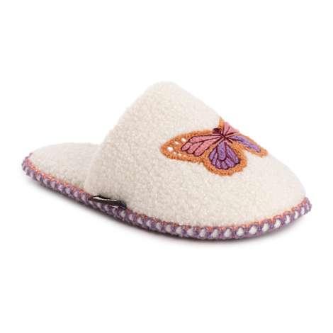 Women's White Multi Punch Needle Butterfly Slippers by Muk Luks at ...