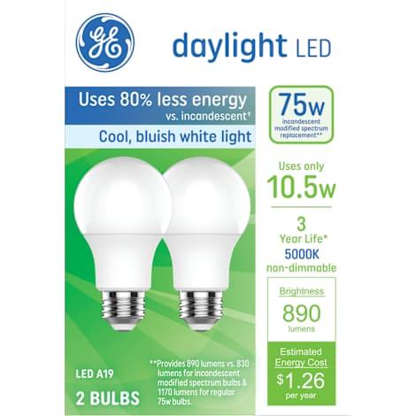 Basic LED 75-Watt Replacement, Daylight, A19 General Purpose Bulbs - 2 ...